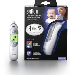 Braun Ohr-Fieberthermometer ThermoScan® 7 Ohrthermometer mit Age Precision® - IRT6520, Für alle Altersgruppen geeignet, einschließlich Neugeborener, weiß