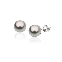 NENALINA Paar Ohrstecker Basic Synthetische Perle 925 Silber, grau