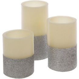 MyFlair Möbel & Accessoires LED-Kerze Silver Star, Weihnachtsdeko (Set, 3-tlg), beige|silberfarben