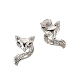 Firetti Paar Ohrstecker Schmuck Geschenk Silber 925 Ohrschmuck Fuchs, mit Zirkonia (synth), silberfarben