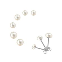 Firetti Perlenohrringe Multipack Schmuck Geschenk Silber 925 Ohrschmuck Perle (Set, 6-tlg), mit Süßwasserzuchtperle, silberfarben|weiß
