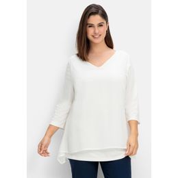 sheego Große Größen: Blusenshirt mit Chiffon, doppellagig, offwhite, Gr.48/50