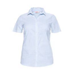 sheego Große Größen: Stretch-Bluse mit kurzem Arm, leicht tailliert, hellblau-weiß, Gr.50