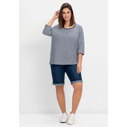 sheego Große Größen: Doppelpack Jeans-Bermudas, mit Gummibund, blue Denim+dark blue Denim, Gr.40