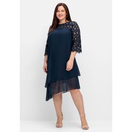 sheego Große Größen: Cocktailkleid mit Zierborten, im Lagenlook, nachtblau, Gr.40