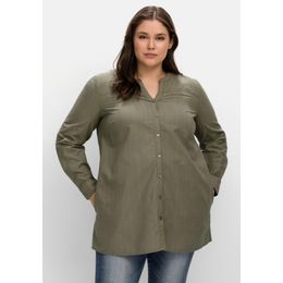 sheego Große Größen: Blusenshirt in Streifenstruktur, khaki, Gr.46