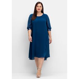 sheego Große Größen: Abendkleid aus Georgette, mit geschlitztem Ärmel, blau, Gr.58