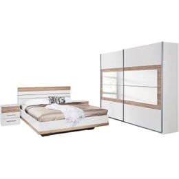 Rauch Schlafzimmer-Set Tarragona, (Set, 4-St), Schwebetürenschrank in 3 Breiten, Bett in 2 Größen und 2 Nachttische, weiß