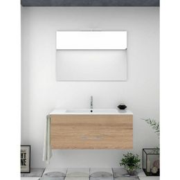Badezimmer-Set Florenz Schubladen - 8 verschiedene Farben - 14 Größen - inkl. Möbel, Waschbecken und Spiegel - Sand 80x40Cm