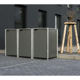 Metall Mülltonnenbox, Mülltonnenverkleidung für 240 l Mülltonnen grau 3er Box - HIDE
