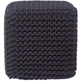 Homescapes - Gestrickter Sitzwürfel 100% Baumwolle, schwarz - Schwarz