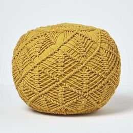 Gehäkelter Pouf, senfgelb, 35 x 40 cm - Senfgelb - Homescapes