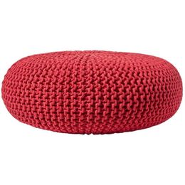 Homescapes - Großer Strickpouf 100% Baumwolle, rot - Rot