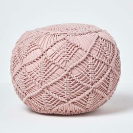 Homescapes - Gehäkelter Pouf, rosa, 35 x 40 cm - Rosa