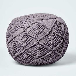 Gehäkelter Pouf, grau, 35 x 40 cm - Homescapes