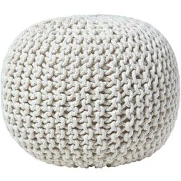 Homescapes - Runder Strickpouf 100% Baumwolle, natur