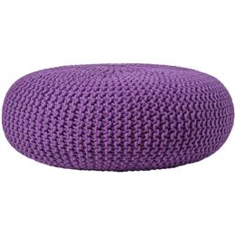 Homescapes - Großer Strickpouf 100% Baumwolle, violett - Violett