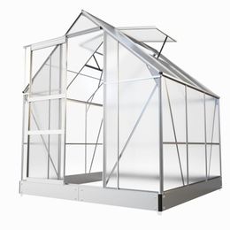 Gewächshaus aus Aluminium 190x190 cm inkl. Fundament, 4mm Wandstärke mit Dachfenster, Schiebetür, UV-Schutz - TroniTechnik