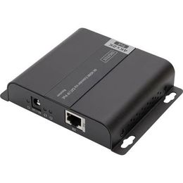 Digitus DS-55125 1 Port HDMI-Empfänger Extender über Netzwerkkabel, Metallgehäuse, Ultra HD-fähig, mit Fernbedienung, mit Status-LEDs, mit eingebautem