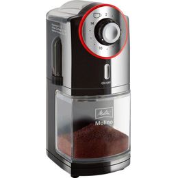 Melitta Kaffeemühle Molino® 1019-01, 100 W, Scheibenmahlwerk, 200 g Bohnenbehälter, rot|schwarz