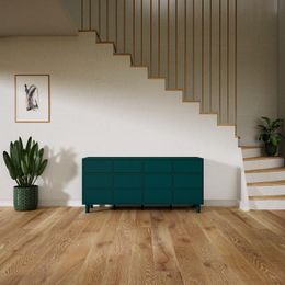 MYCS Sideboard Blaugrün - Designer-Sideboard: Schubladen in Blaugrün - Hochwertige Materialien - 156 x 72 x 47 cm, Individuell konfigurierbar