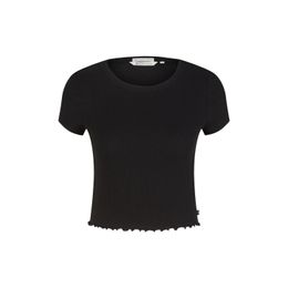 Tom Tailor Denim Damen Cropped T-Shirt, schwarz, Uni, Gr. XL