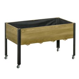 Outsunny Hochbeet mit Rädern braun 120L x 60,5B x 66H cm