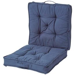 Homescapes - Reisekissen dunkelblau 50 x 50 cm - klappbares Auto-Sitzkissen mit Rückenlehne - Dunkelblau