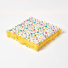 Homescapes - Sitzkissen Polka Dots Bunt 100% Baumwolle, 50 x 50 x 10 cm - Bunt