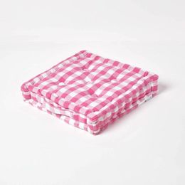 Homescapes - Pink kariertes Sitzkissen 40 x 40 cm - Pink