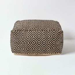 Designer Hocker Pouf Würfel Aztec Ethno - Schwarz/Creme - Homescapes