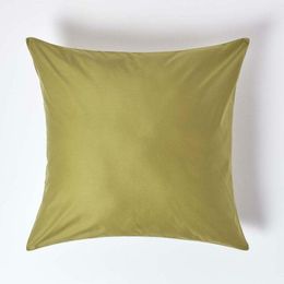 Homescapes - Kopfkissenbezug Fadendichte 1000 Olivgrün, 80 x 80 cm - Olivgrün