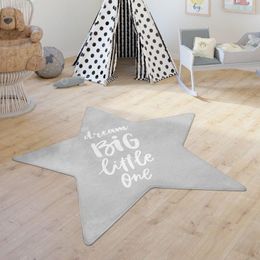 Kinderteppich Teppich Kinderzimmer Spielmatte Babymatte Rutschfest Sterne Grau, 80 cm Stern-Form - Paco Home