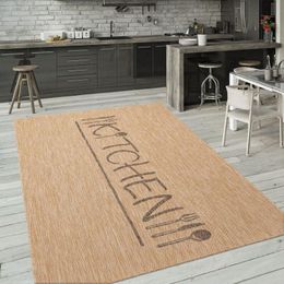 Paco Home - Outdoor Teppich Wetterfest Balkon Küche Modernes Muster Mit Schriftzug 160x220 cm, Beige 2