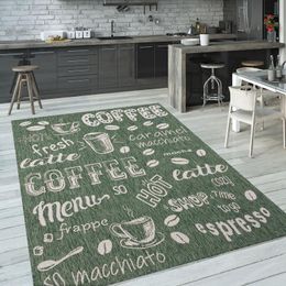 Paco Home - Outdoor Teppich Wetterfest Balkon Küche Modernes Muster Mit Schriftzug 160x220 cm, Grün