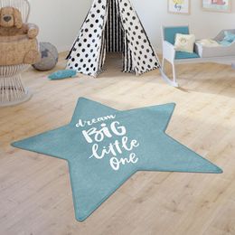 Kinderteppich Teppich Kinderzimmer Spielmatte Babymatte Rutschfest Sterne Blau, 150 cm Stern-Form - Paco Home