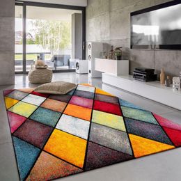 Teppich Wohnzimmer Kinderzimmer Kurzflor Modernes Geometrisches Muster 3D Effekt 160x230 cm, Bunt 3 - Paco Home