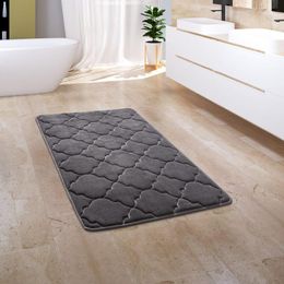 Badezimmerteppich Badematte Badteppich Badvorleger Flauschig Memory Foam 3D 60x100 cm, Anthrazit 4 - Paco Home