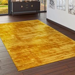 Paco Home - Teppich Handgefertigt Hochwertig 100 % Viskose Vintage Trend Farbe Gelb 200x300 cm