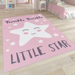 Paco Home - Kinderteppich, Kinderzimmer Teppich m. Stern, Mond u. Karo Motiven 80x150 cm, Pink 3