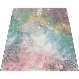 Paco Home - Teppich Wohnzimmer Bunt Rosa Grün Türkis Pastell Farbverlauf Robust Kurzflor 80x150 cm