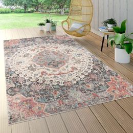 Paco Home - In- & Outdoor-Teppich Für Balkon Terrasse, Kurzflor Mit Orient-Muster In Grau 120x170 cm