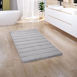 Badezimmerteppich Badematte Badteppich Badvorleger Flauschig Memory Foam 3D Grau, 65x120 cm - Paco Home