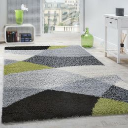 Paco Home - Shaggy Teppich Hochflor Langflor Weich Geometrisch Gemustert Verschied. Farben 160x220 cm, Grün