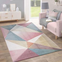 Teppich Kurzflor Modern Trendig Pastell Geometrisches Design Inspiration Multi 70x140 cm - Paco Home