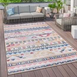 Paco Home - Outdoor Teppich Wetterfest Wohnzimmer Balkon Skandinavisch Ethno Geometrisch 3D 80x150 cm, Bunt 3