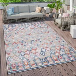 Paco Home - Outdoor Teppich Wetterfest Wohnzimmer Balkon Skandinavisch Ethno Geometrisch 3D 200x280 cm, Bunt 2