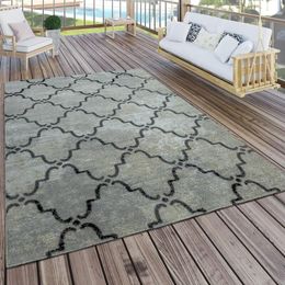 Paco Home - In- & Outdoor Teppich Modern Vintage Design Terrassen Teppich Grau ø 200 cm Rund