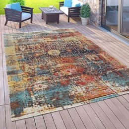 Paco Home - Outdoor Teppich Balkon Terrasse Vintage Küchenteppich Orient Muster Rauten Ethno 160x220 cm, Bunt 3