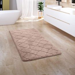 Paco Home - Badezimmerteppich Badematte Badteppich Badvorleger Flauschig Memory Foam 3D 60x100 cm, Beige